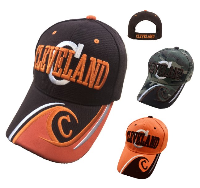 CLEVELAND Hat "C" [C/Wave on Bill] Brown/Orange